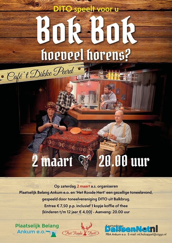 Nog kaarten voor toneelavond in Het Roode Hert! | DalfsenNet