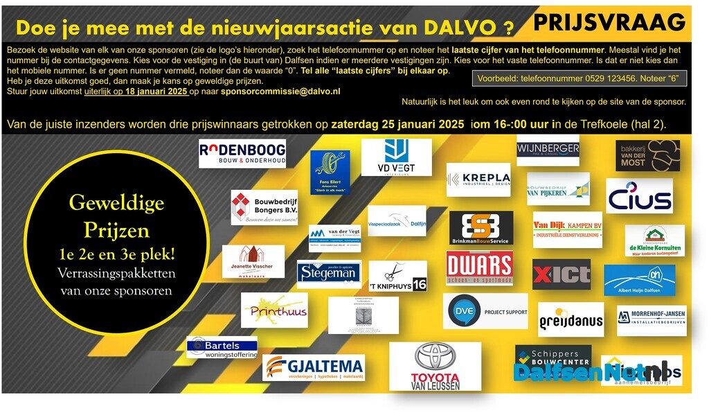 Prijsvraag DALVO, want sponsoren verdienen aandacht | DalfsenNet